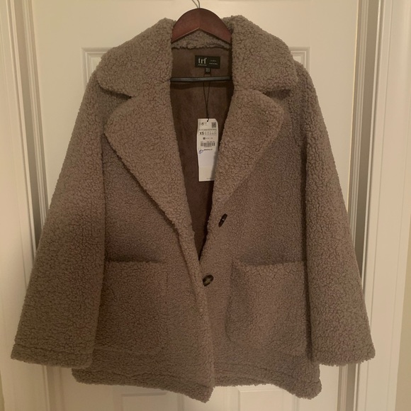 Zara | Jackets & Coats | Nwt Zara Trf Brown Shearling Faux Fur Coat ...